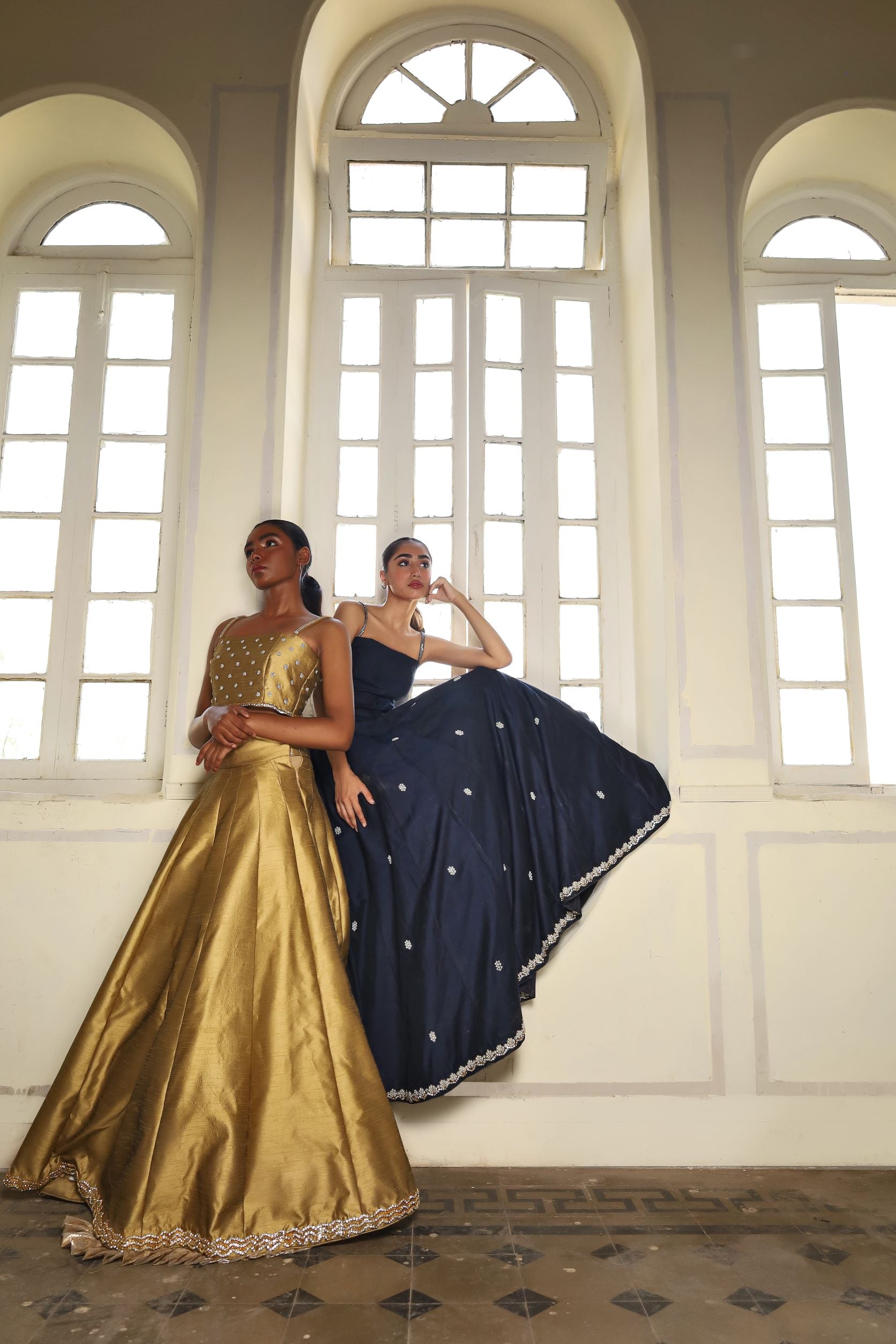 MINA - Royal Navy Lengha Choli – Mia & Mila Luxury
