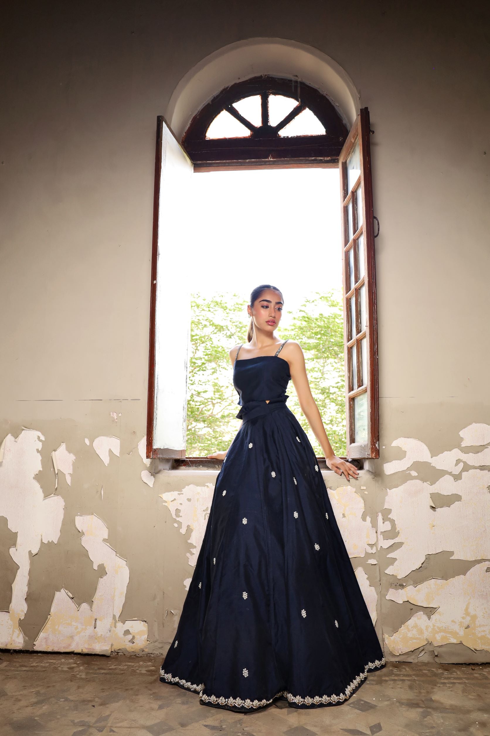 MINA - Royal Navy Lengha Choli – Mia & Mila Luxury